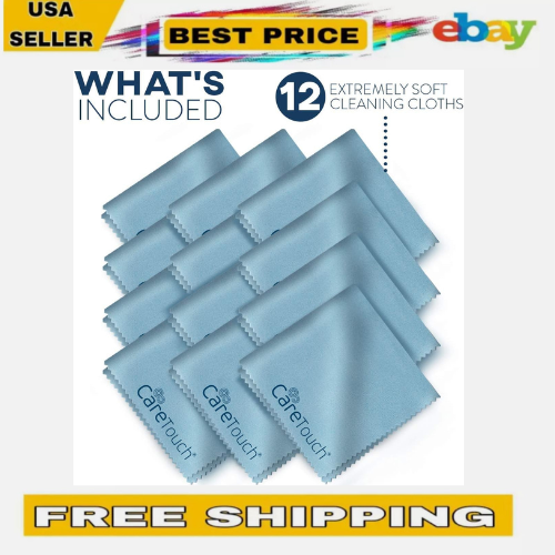 Care Touch Microfiber Cleaning Cloths Lint Free 12 Pack 6x7 Eyeglass ...