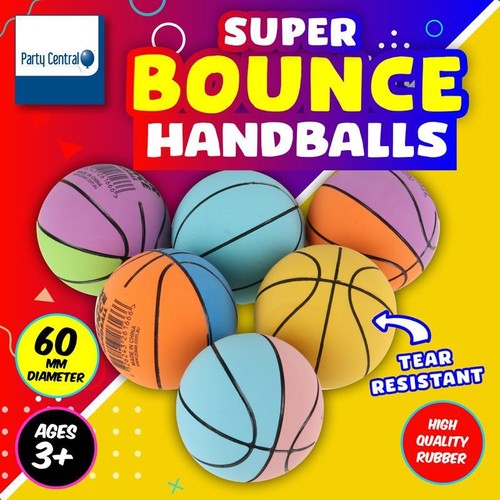 Super Bounce Sport Hand Ball - 6cm Dia - Assorted Colours 12 balls ...