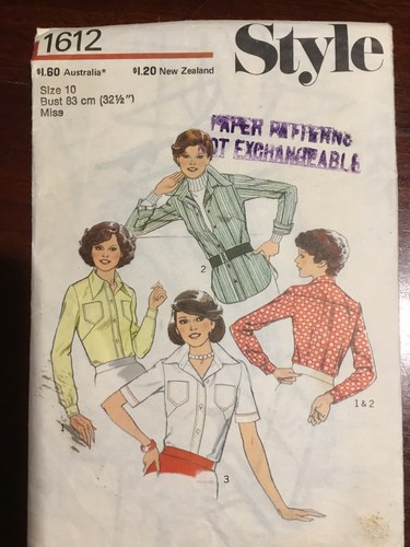 STYLE Miss Set Of Shirts Pattern No. 1612 Size 10 | eBay