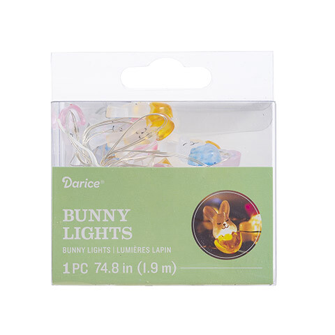 Darice Easter Battery-Operated Bunny String Lights: Pink/Yellow/Blue, 6 ...