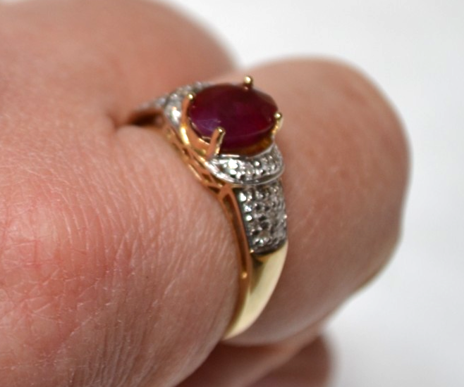 Vintage STS 14K Yellow Gold Burmese Ruby & Diamond Ring sz 7 | eBay