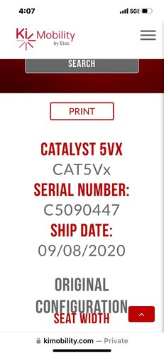 Ki Mobility Catalyst 5VX Ultralight 17”x18” Folding Wheelchair W/24”x 1 ...