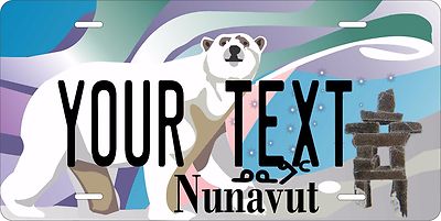 Nunavut 2012 Polar Bear Personalized Custom License Plate Car ...