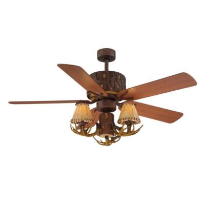 Lodge Ceiling Fan 52 in. Rustic Style Antler Kit LED Nutmeg Light ...
