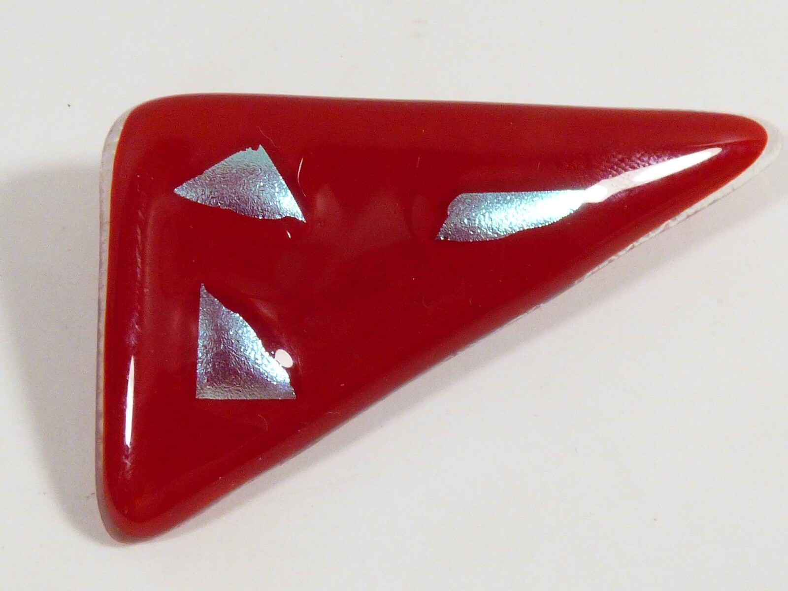 VTG Mid Century Red & Iridescent Art Glass Triangle shape Pin Brooch | eBay