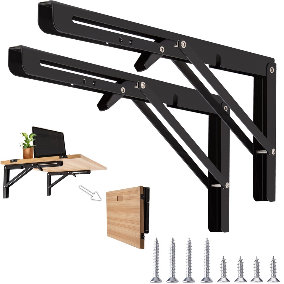 2-20x Heavy Duty Folding Shelf Brackets Black Bench Table Wall Camper ...