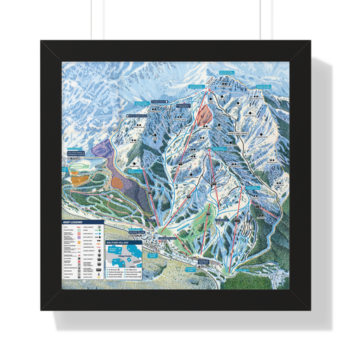 Solitude Mountain UT Trail Map Framed Poster Utah Ski Resort 16x16 | eBay