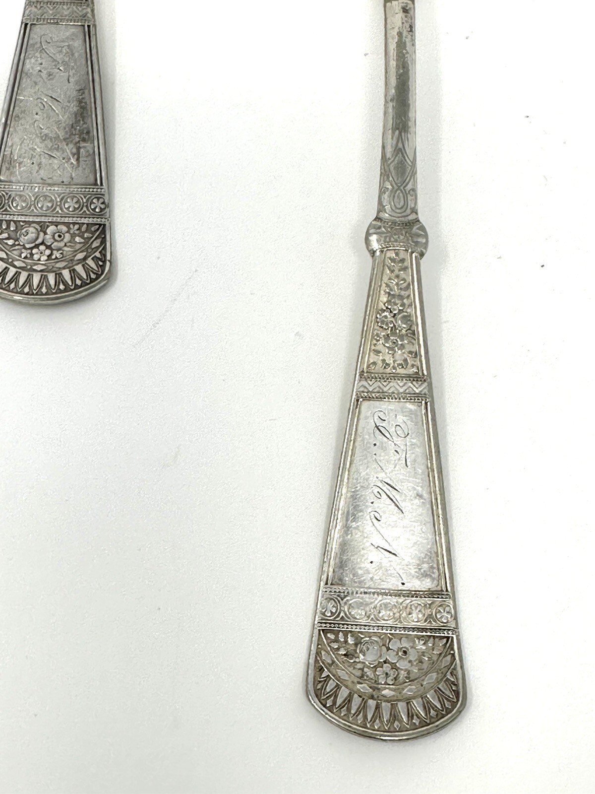 2 Roehm & Wright Sterling Silver Soup Spoons LRG 8." Antique W/ Mono ...