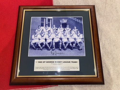 Framed Picture Reg Gasnier Print Signed 1965 St. George Rugby League ...