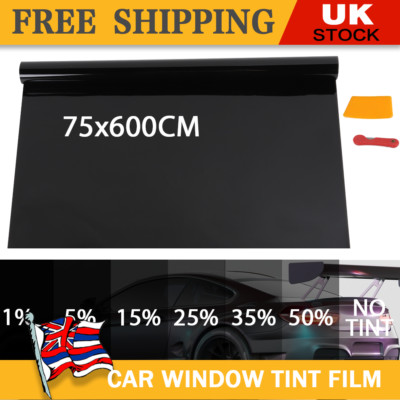 75CM x 6M CAR WINDOW TINT FILM KIT TINTING SUPER DARK BLACK LIMO 5% NEW ...