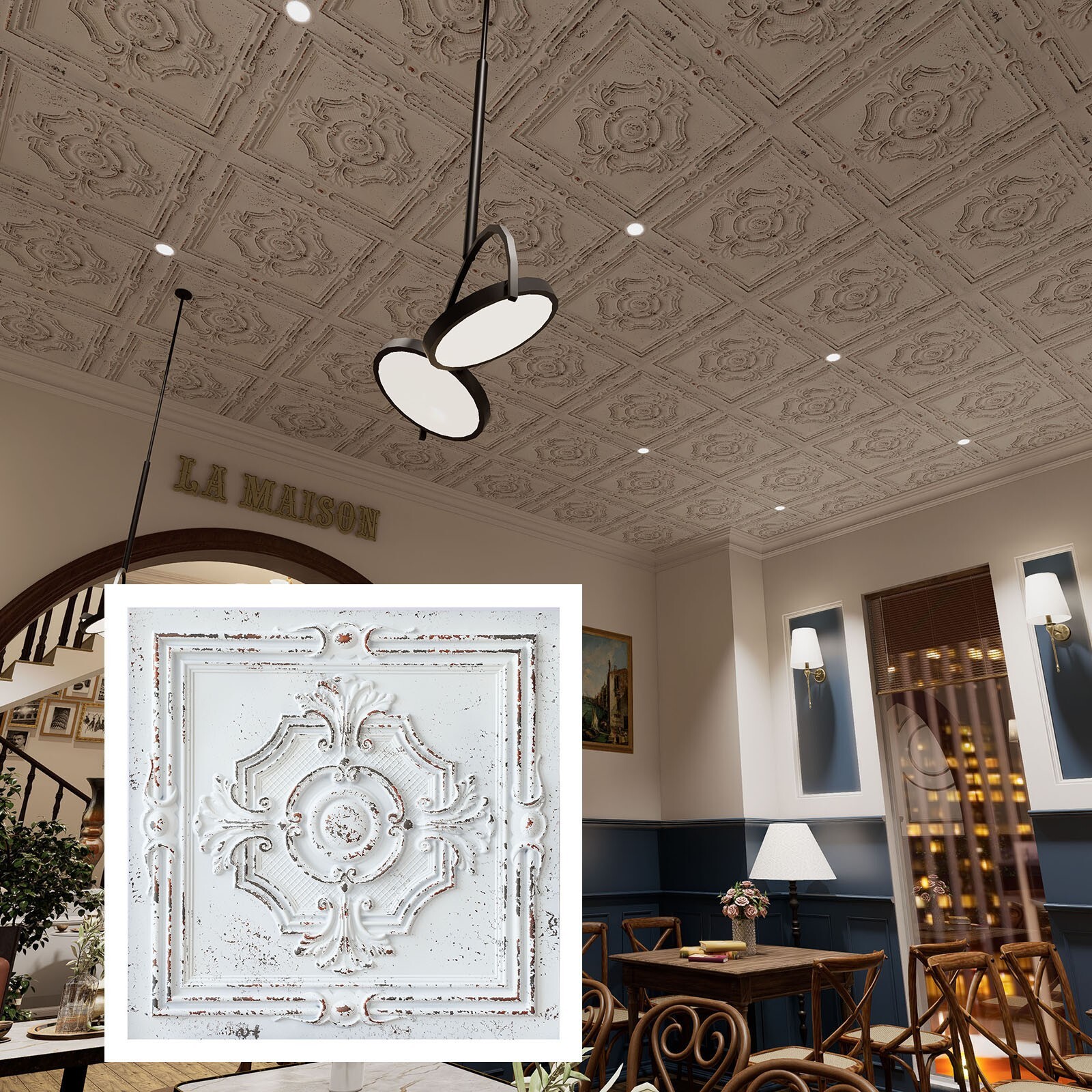 Vintage ceiling tile Decorative Tin Wall Panel for Cafe Decor PL38 DCWB ...