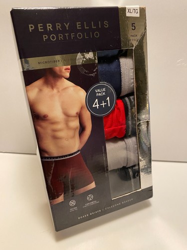 NEW 5-Pack Men's Perry Ellis Portfolio Microfiber Stretch Boxer Briefs ...