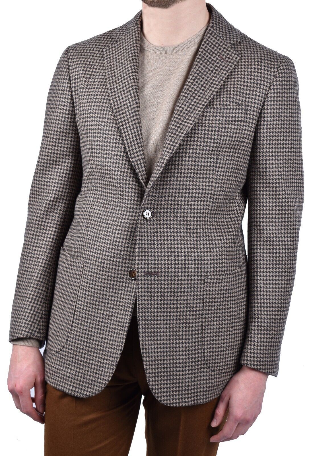 STILE LATINO blazer fait main US 36 EU 46 laine pied de poule marron ...