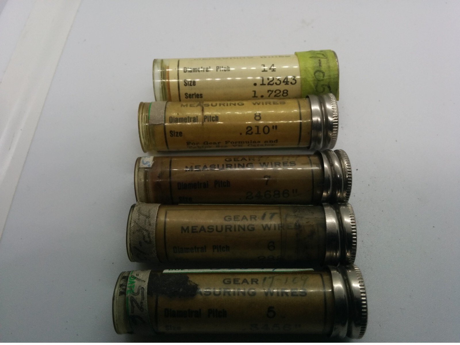 VAN KEUREN ASSORTMENT GEAR MEASURING WIRES: #5, 6, 7, 8, 14 (LOT OF 5 ...