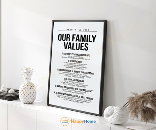 Personalized Family Values Sign Custom Our Family Values Print Room ...
