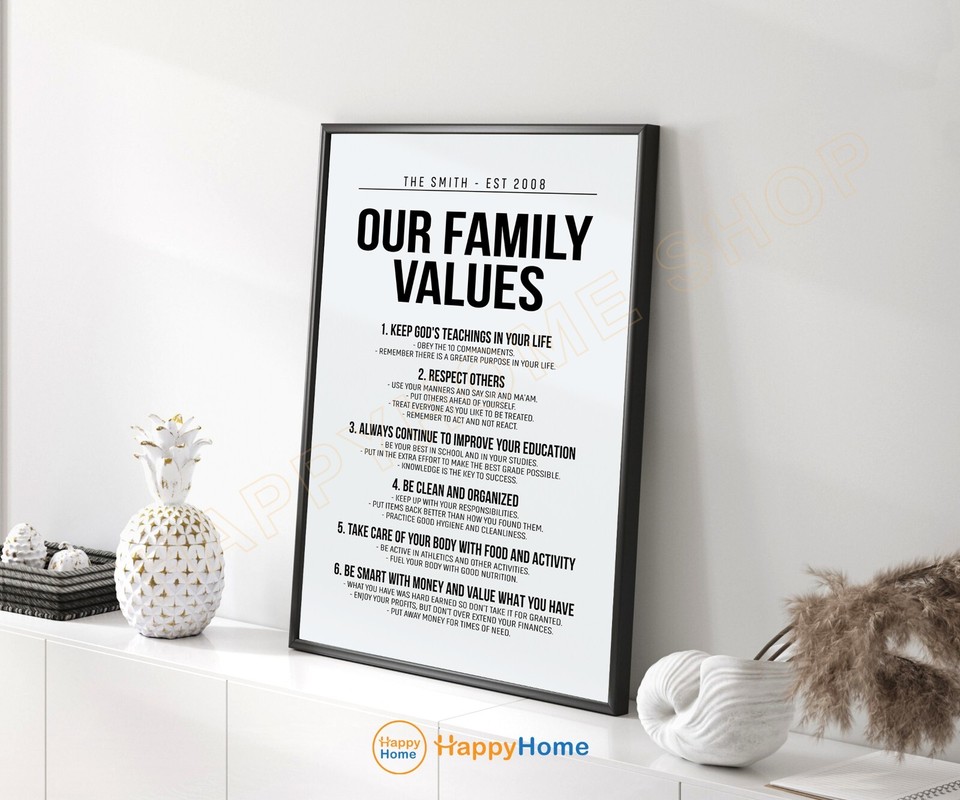 Personalized Family Values Sign Custom Our Family Values Print Room ...