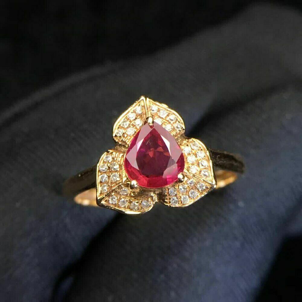 Classic Women's 14k Yellow Gold FN 935 Silver Red Ruby & CZ Wedding ...