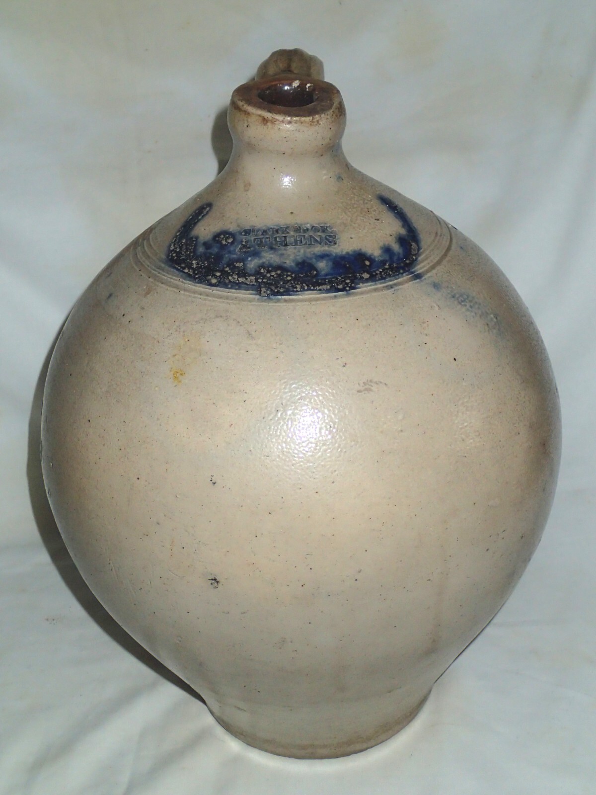 ANTIQUE COUNTRY c. 1829 - 1838 CLARK & FOX ATHENS STONEWARE BLUE SALT ...