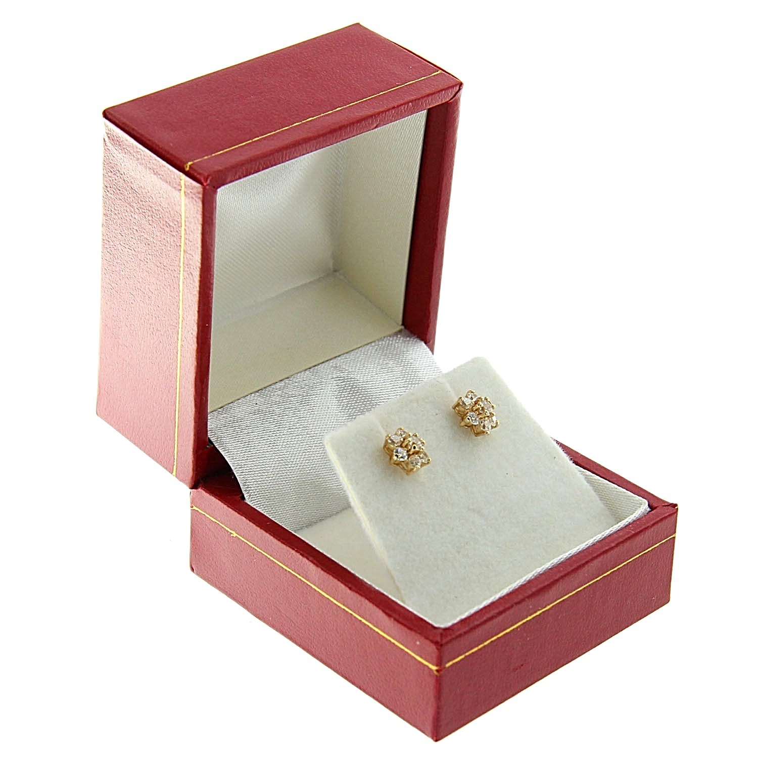 Red Faux Leather Stud Earring Box Display Jewelry Gift Boxes Classic 1 ...