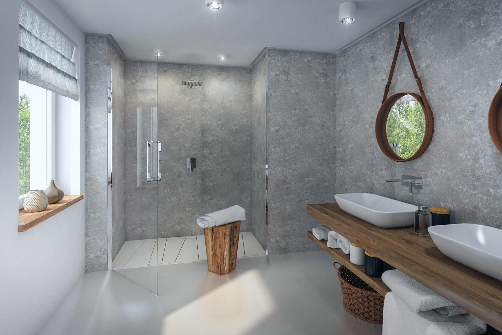 Concrete Grey Matt 8mm Bathroom Wall Panels Shower Wet Wall PVC ...