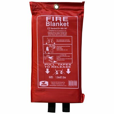 New Quick Release Home & Office Safety Large Fire Blanket In Case 1m X ...