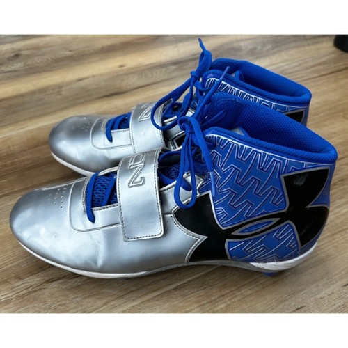 Under Armour C1N Cam Newton Mid D Cleats Mens 14 Blue Silver | eBay