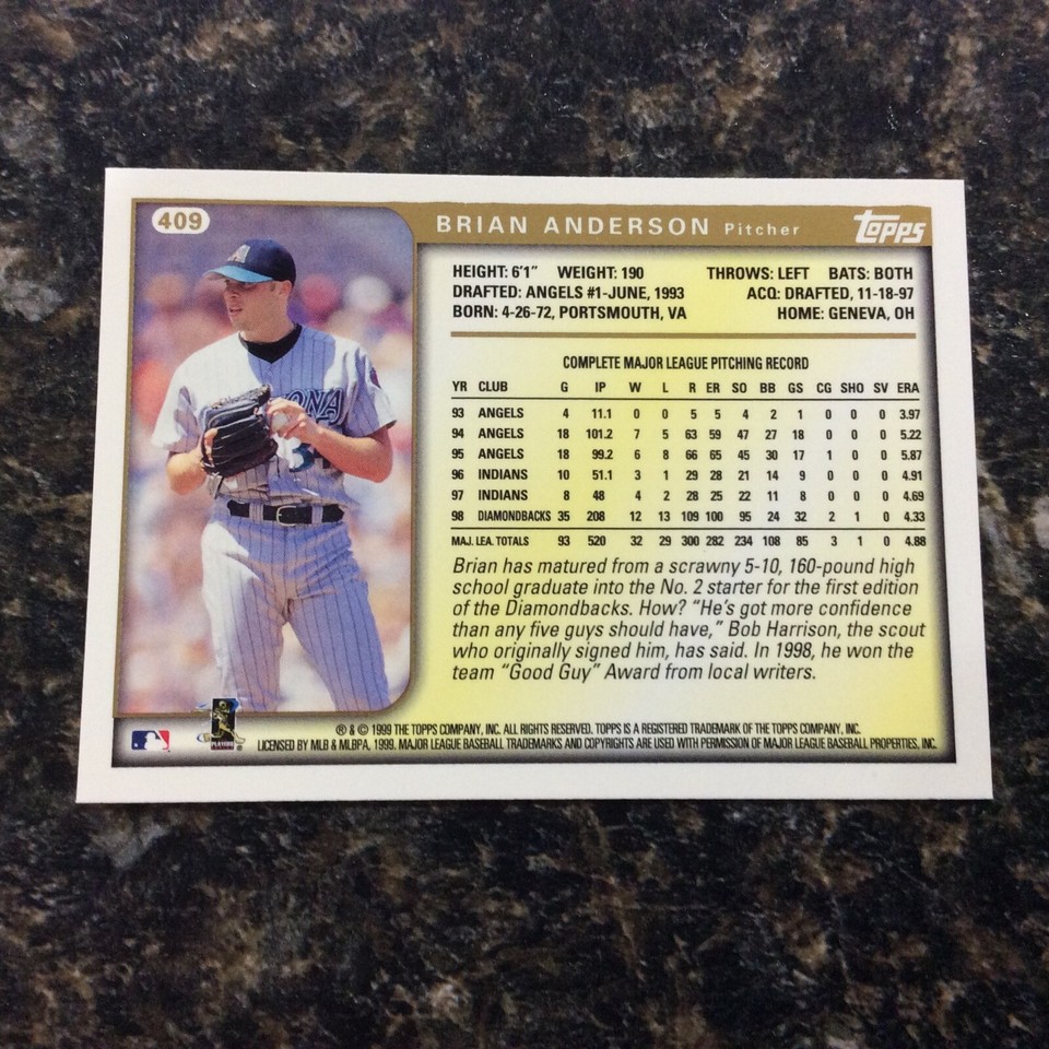 1999 Topps #409 Brian Anderson Arizona Diamondbacks | eBay