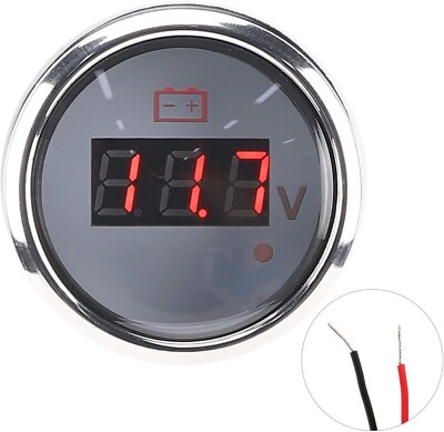 52MM Universal Voltmeter Car Boat Digital Voltage Gauge 8V-32V 2 ...