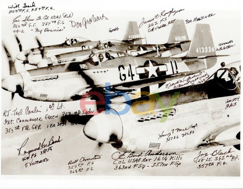 357TH FG WWII ACE SIGNED BY 11 8X10 PHOTO ACES 357TH FIGHTER GROUP ...