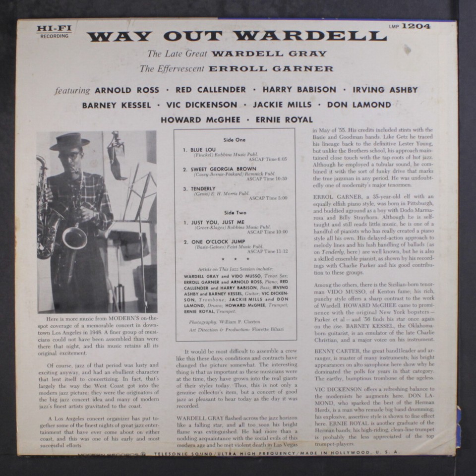 WARDELL GRAY: way out wardell MODERN 12" LP 33 RPM | eBay