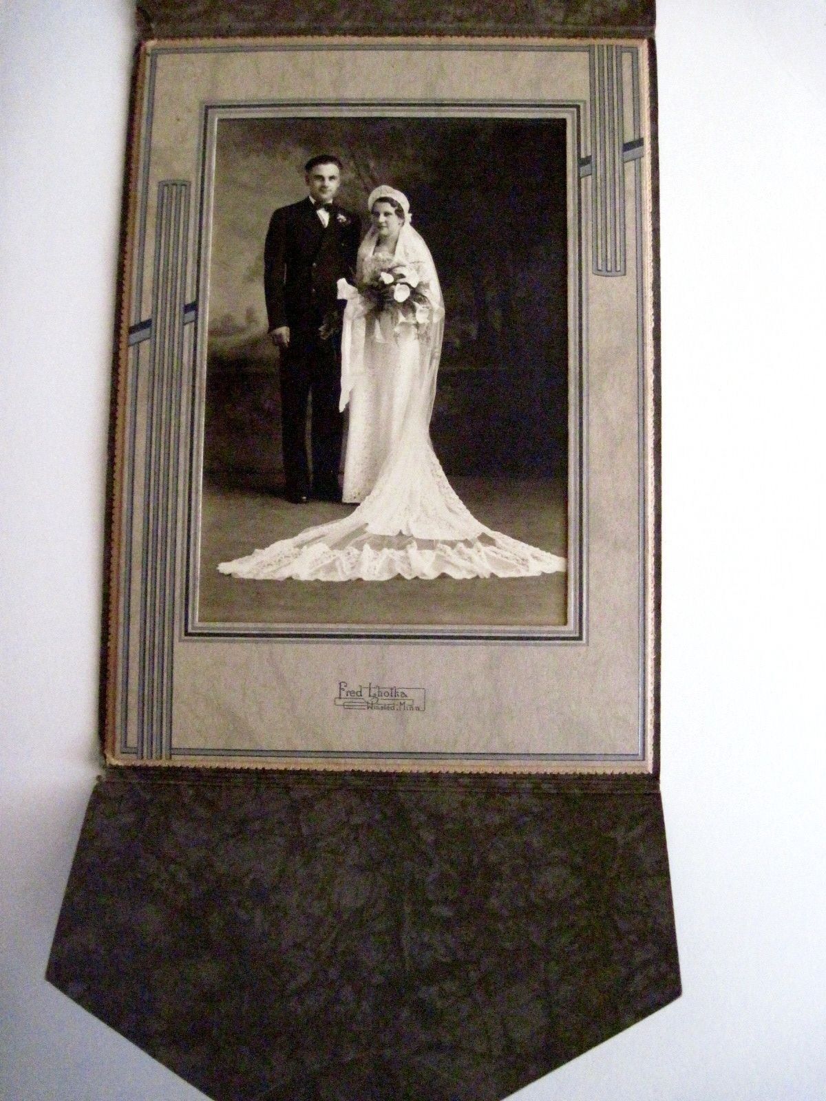 1900's Vintage Sepia Wedding Photograph w/ Bride in Gorgeous Wedding ...