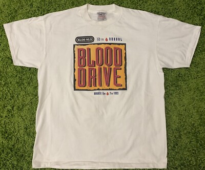 Vintage 1993 KLOS 95.5 Blood Drive Rock Station Made in USA Mens XL ...