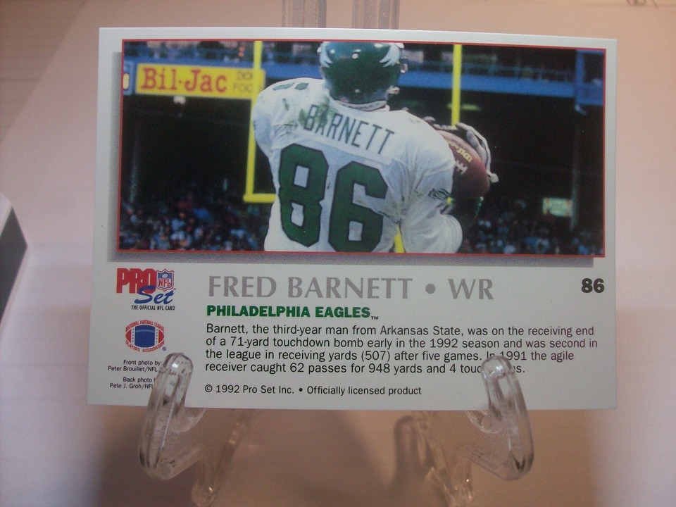 1992 Pro Set Power Football #86 - Fred Barnett - Philadelphia Eagles 92 ...