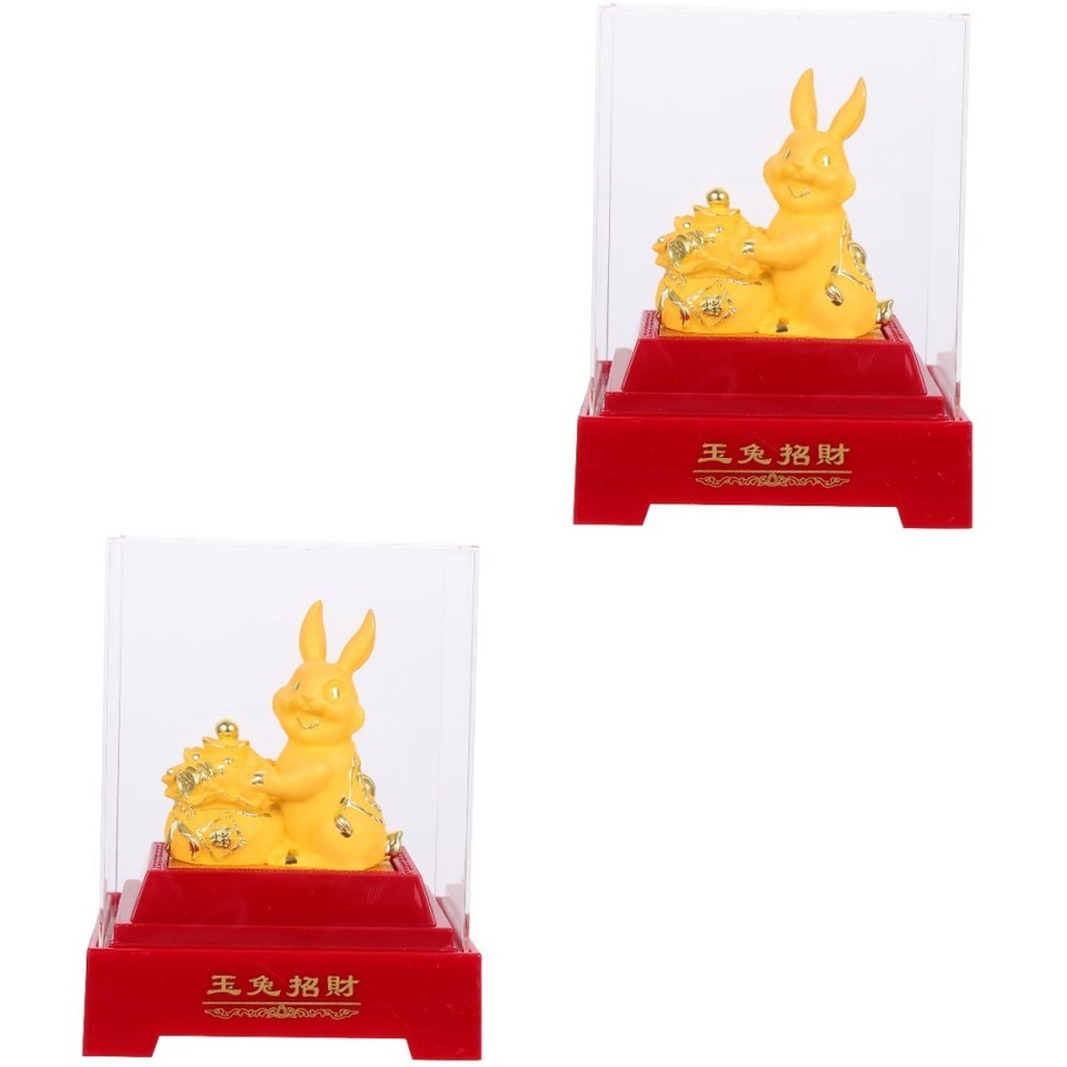 2pcs Rabbit Year Rabbit Statue New Year Decor Home Supplies bunny toys ...