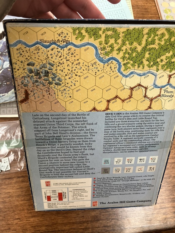 Devil's Den American Civil War Game Battle Gettysburg Avalon Hill 1985 ...