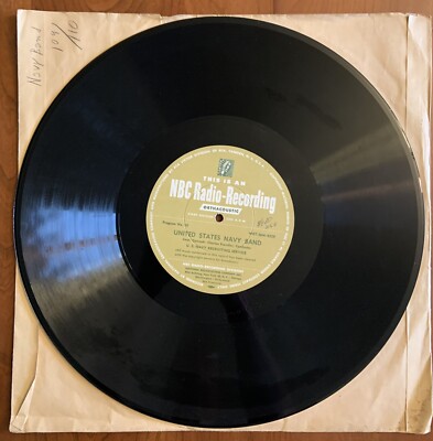 16" Transcription Disc NBC Radio Recording United States Navy Band ...