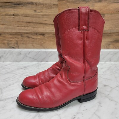 Women's 5 B M Justin L3055 Classic Roper Boots Red Kipskin Leather ...