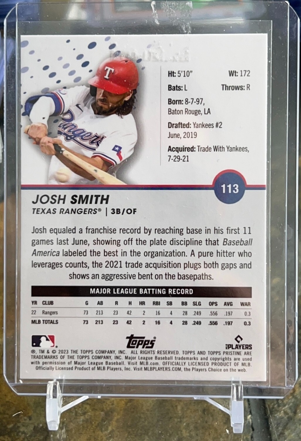 2023 Topps Pristine Josh Smith Rookie Card RC #113 Texas Rangers | eBay