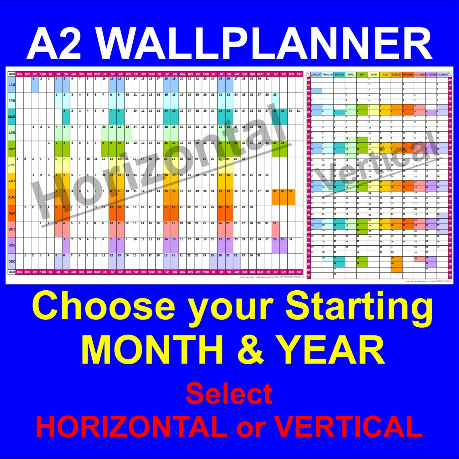 Купить Ибей | 12 Month Colour Coded A2 YEAR WALLPLANNER Office ...