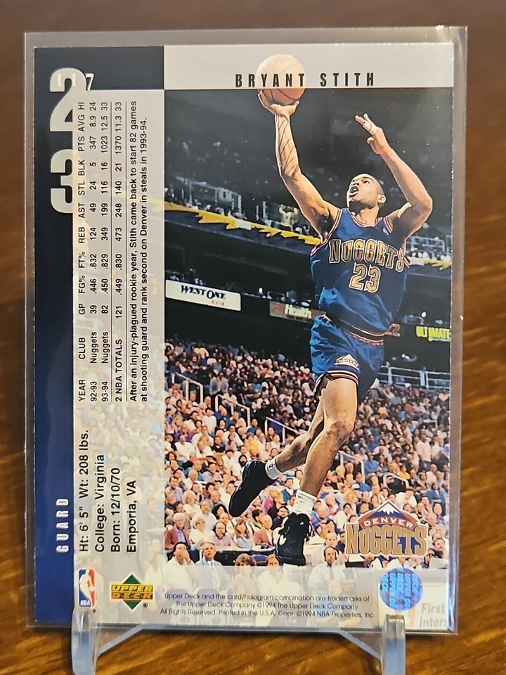 1994-95 Upper Deck Denver Nuggets Basketball Card #117 Bryant Stith | eBay