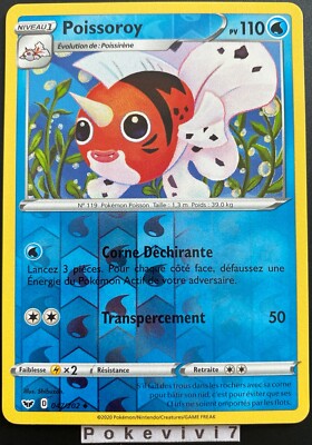Carte Pokemon POISSOROY 047/202 REVERSE Epée et Bouclier 1 EB01 FR NEUF ...