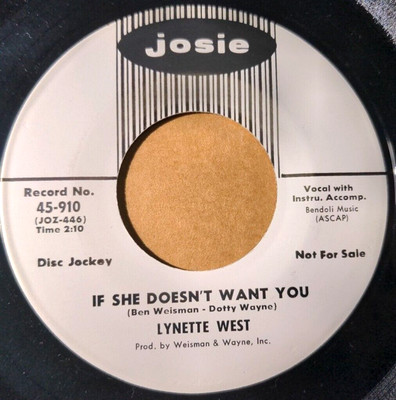 Lynette West NEAR-MINT promo 45 If She Doesn't Want You~ This is Where ...