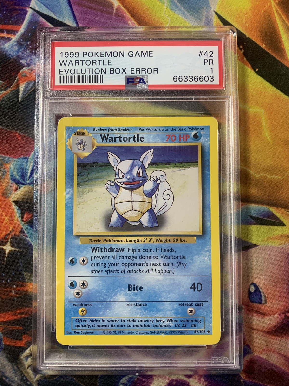 Pokémon PSA 1 PR 1999 Wartortle (Evolution Box Error) Base Set 42/102 💦 ...