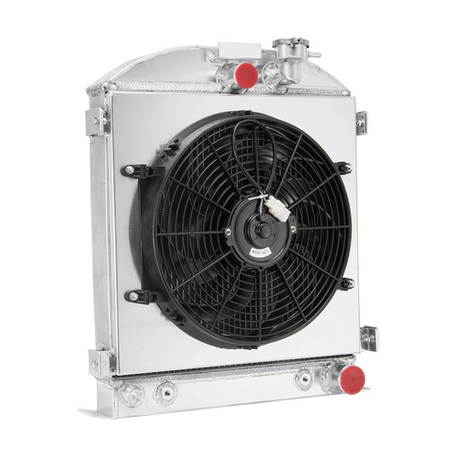 4 Row Radiator&Shroud Fan For 1932 1933-34 Ford Grill-Shells 3" Chopped ...