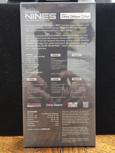 Munitio Nines 9mm Wired Earbuds with in-line Mic - Silver | eBay