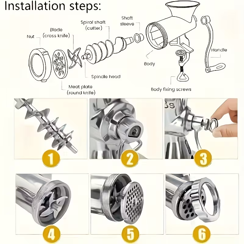 Heavy Classic Hand Operated Meat Grinder Rustproof Cast Iron Mincer for ...