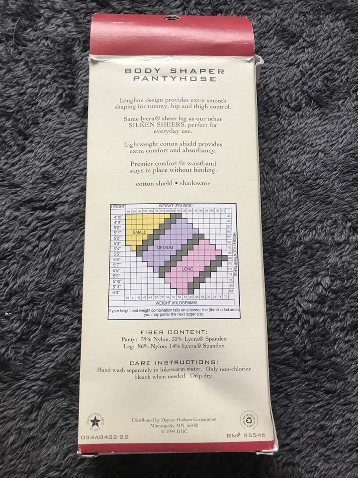 Honors Hosiery 1 Pair Pantyhose Body Shaper Small Shell Color | eBay