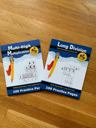 homeschool math workbook LOT multiplication & division BIG NUMBERS ...