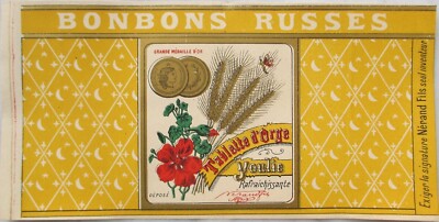 French Candy 1890s Tin Label, Bonbons Russes, Russian Russia, Color ...