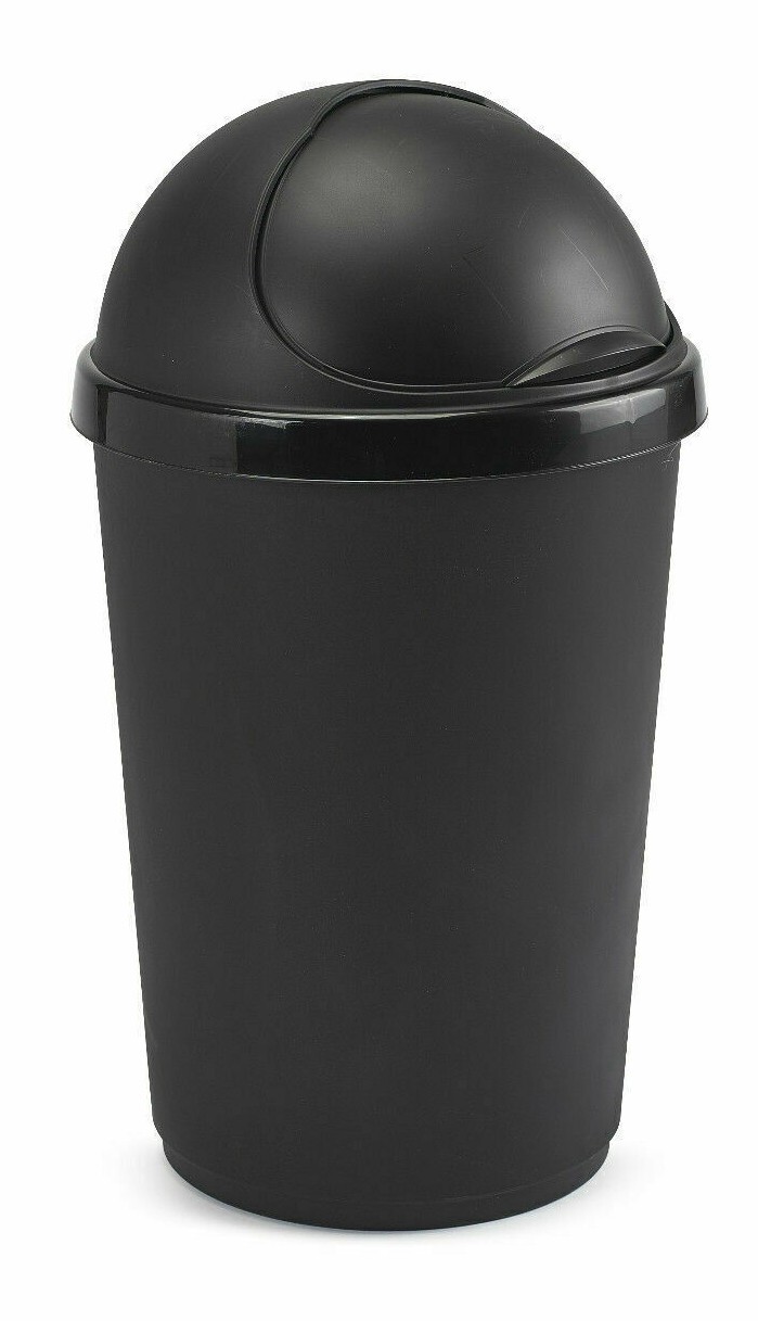 50 LITRE PLASTIC BULLET BIN FLAP TOP LID KITCHEN DUST WASTE RUBBISH ...